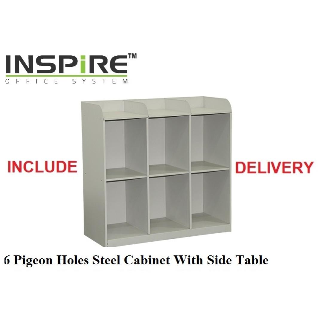 6 Pigeon Holes Steel Cabinet With Side Table, Furniture & Home Living ...