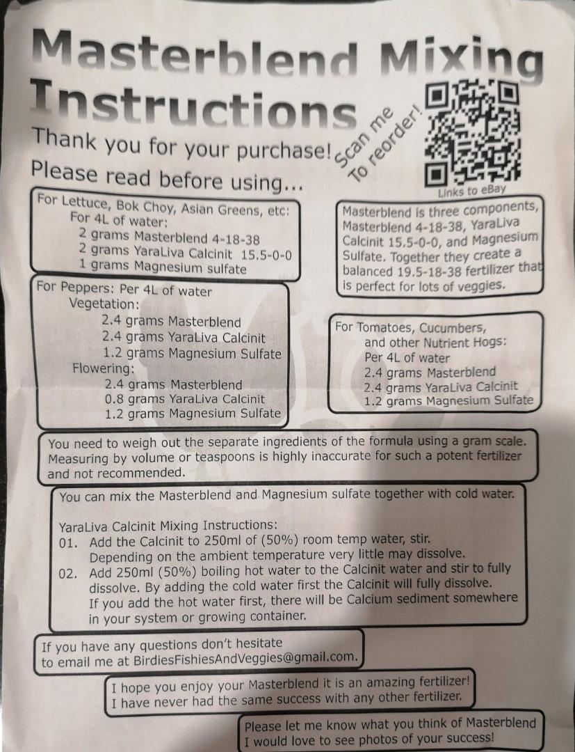 Hydroponics Masterblend Package, Furniture & Home Living, Gardening ...