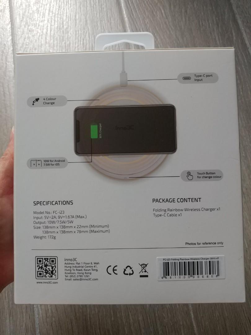 Inno 3C Folding Rainbow Wireless Charger 無線充電器, 手提電話, 電話及其他裝置配件, 電池及充電器 ...