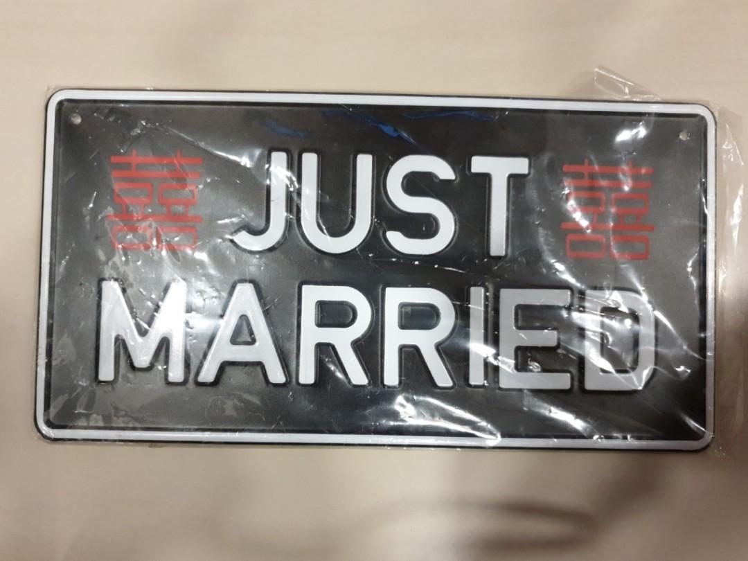 Just Married car plate, Everything Else on Carousell