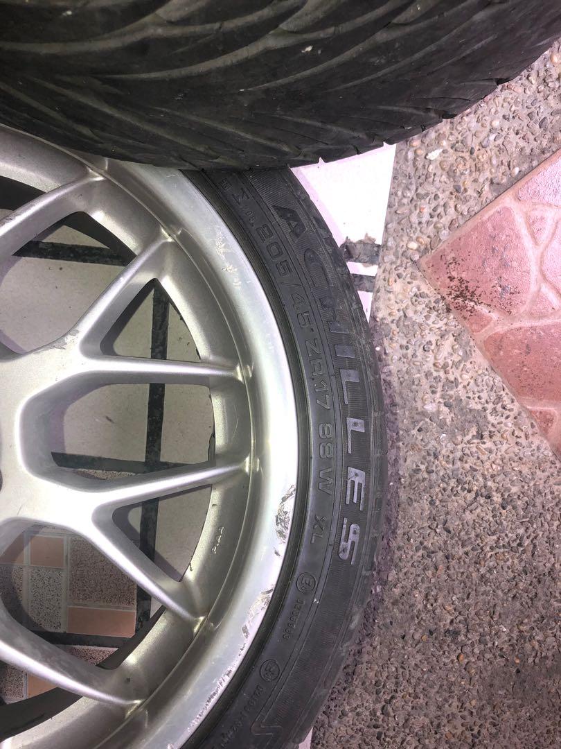 PIAA JDM rims 17x7 4x114 pcd offset 42 with tires, Car Parts ...