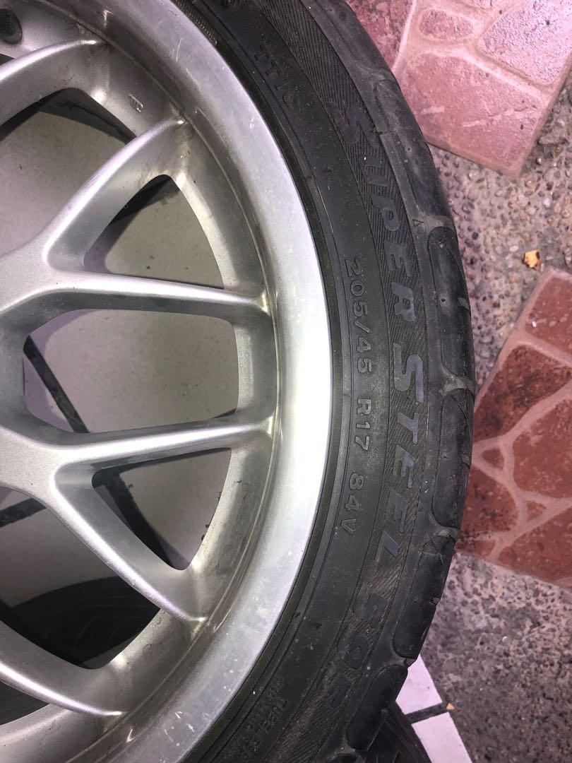 PIAA JDM rims 17x7 4x114 pcd offset 42 with tires, Car Parts ...