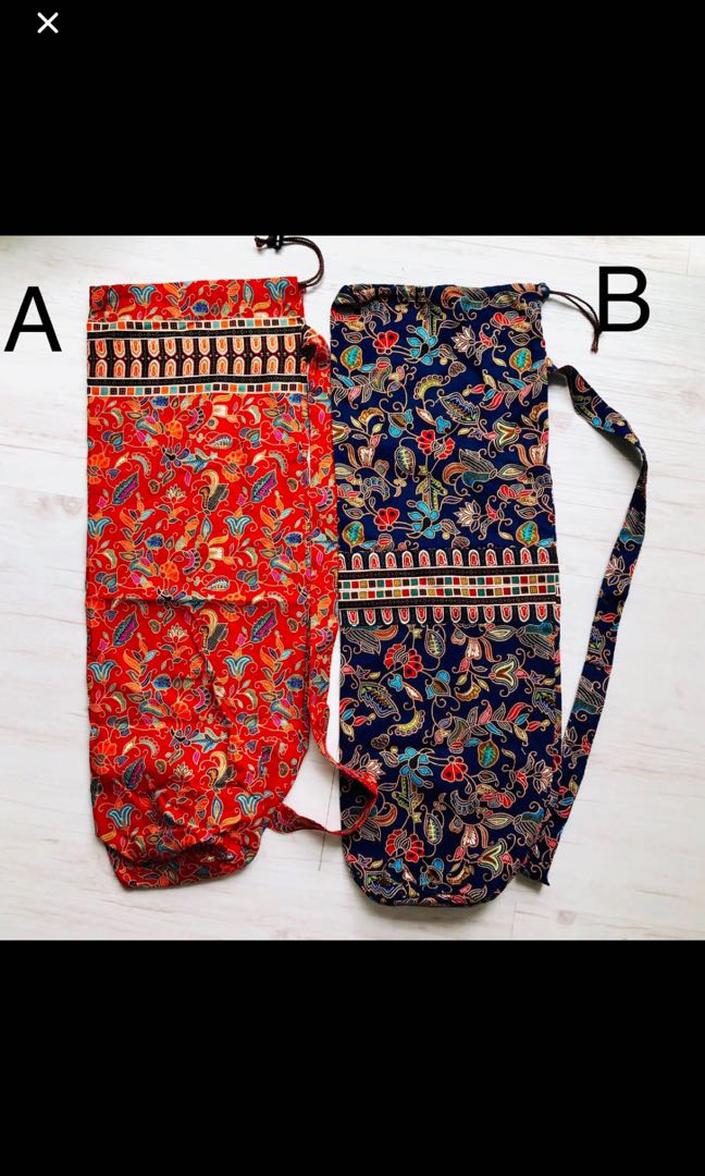 Yoga Mat Bag Cotton Batik Handmade in Singapore, Women's Fashion, Bags ...