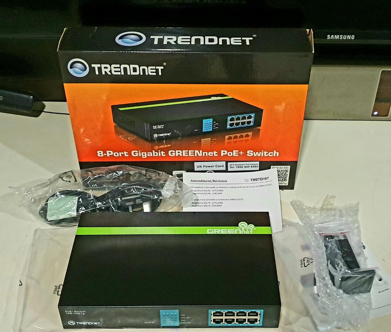 POE Network Switch 8 Port Gigabit PoE+ Switch TRENDnet TPE-TG81g ...