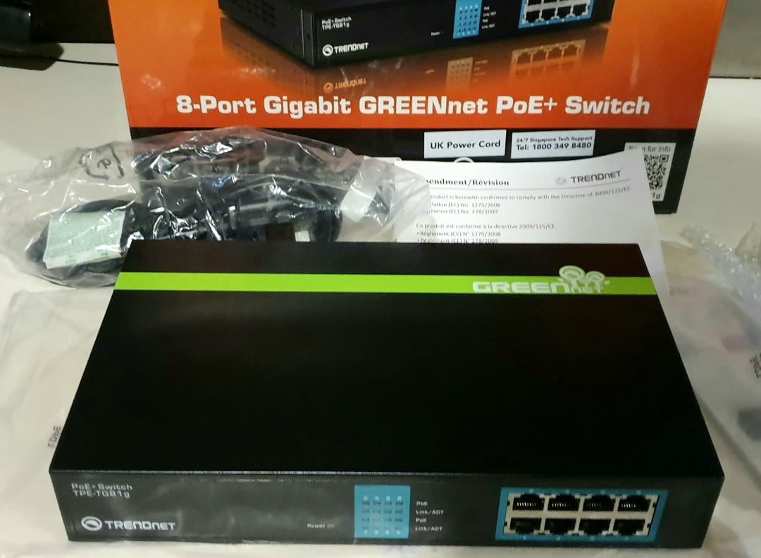 POE Network Switch 8 Port Gigabit PoE+ Switch TRENDnet TPE-TG81g ...