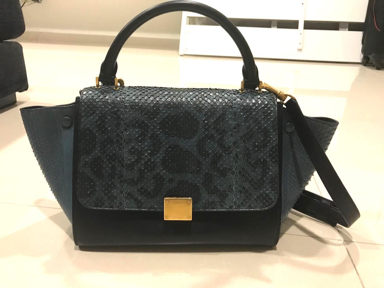 Celine Python Trapeze, Women's Fashion, Bags & Wallets, Handbags on ...