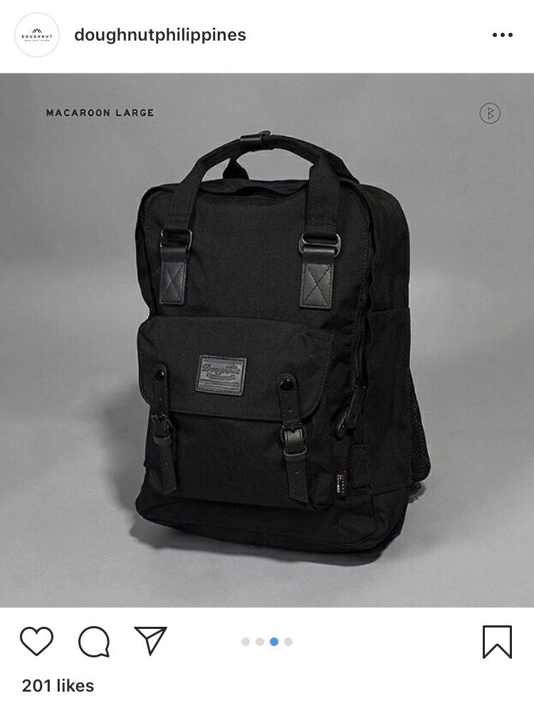 Doughnut Macaroon Black Large Backpack, Women's Fashion, Bags & Wallets ...