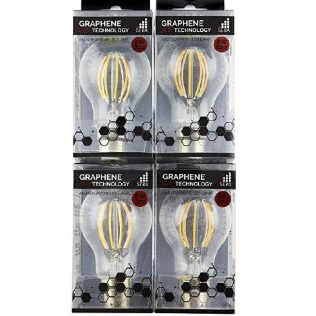Graphene LED Filament Light Bulb 8W Dimmable, B22 Bayonet Base, 800lm ...
