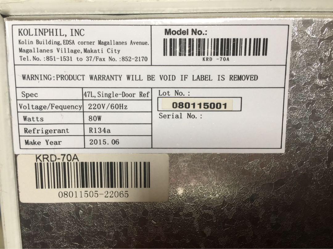 kolin personal ref, TV & Home Appliances, Kitchen Appliances ...