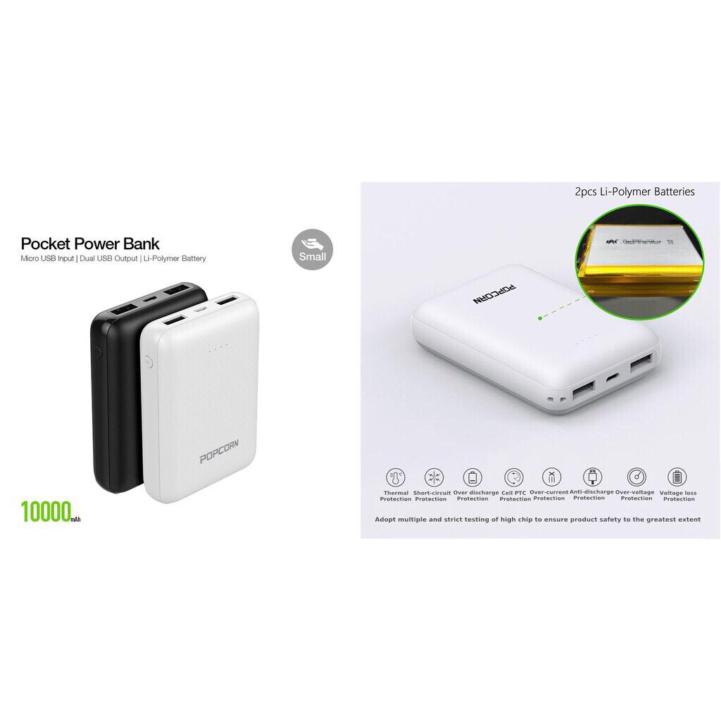Original Popcorn S1 10000mAh Pocket Style Powerbank Black on Carousell