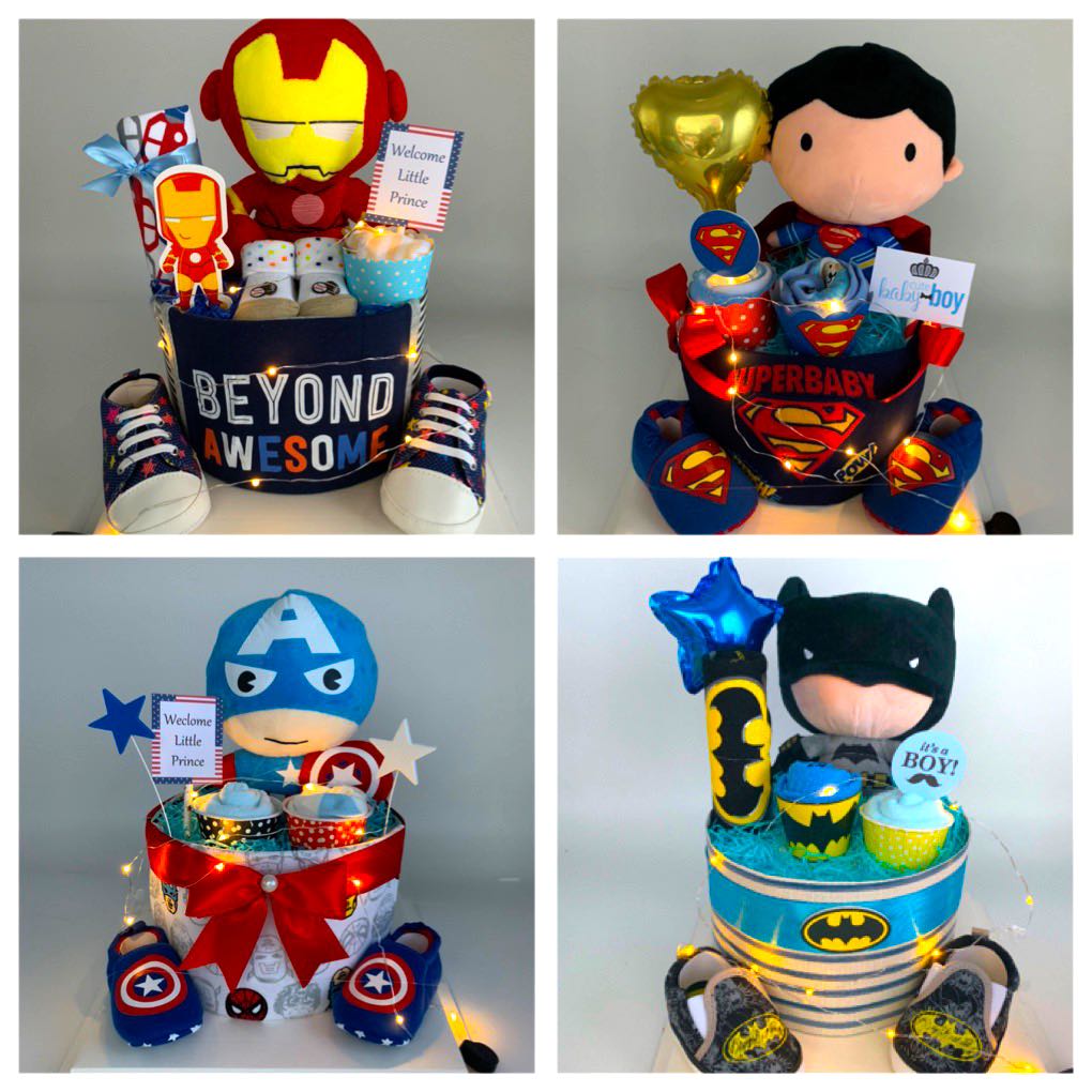 Superheroes Diapers Cake, Babies & Kids, Babies & Kids Fashion on Carousell
