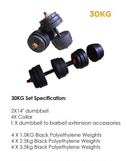 30 KG Dumbell Set, Sports Equipment, Exercise & Fitness, Weights ...