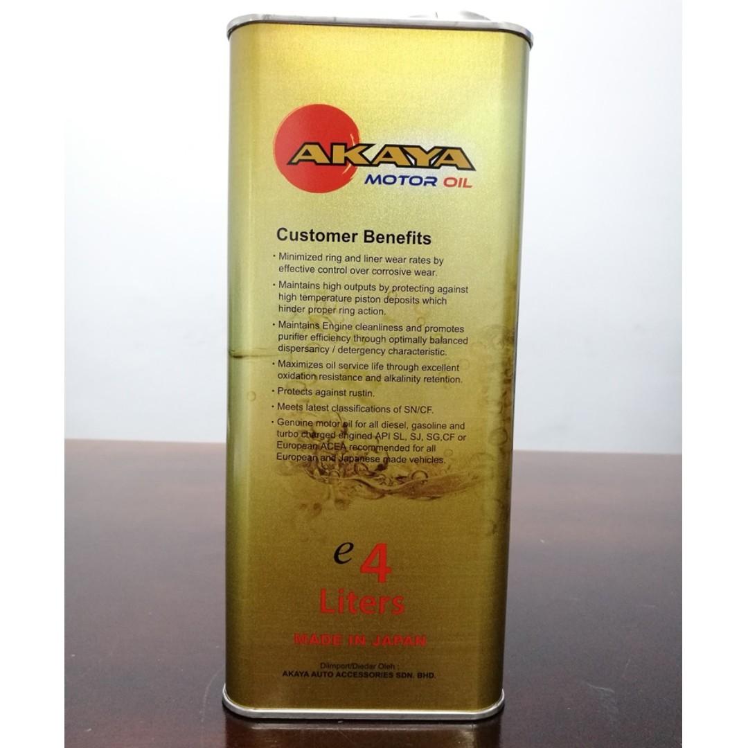 (JAPAN Oil) AKAYA Motor Oil Fully Synthetic SN/CF 10W40 , Auto ...