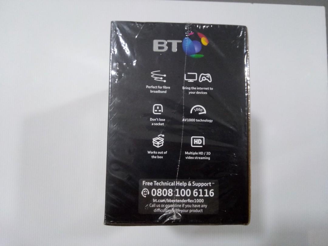 BT Broadband Extender Flex 1000 Kit with wired AV1000 Powerline and ...