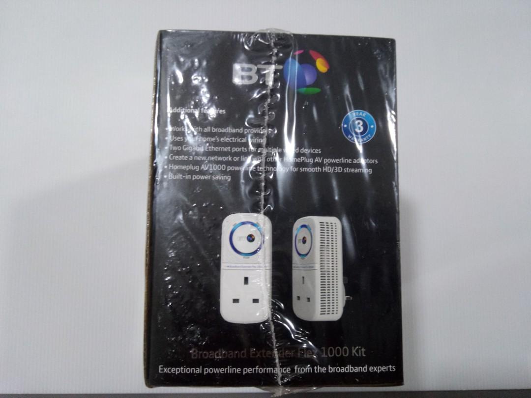 BT Broadband Extender Flex 1000 Kit with wired AV1000 Powerline and ...