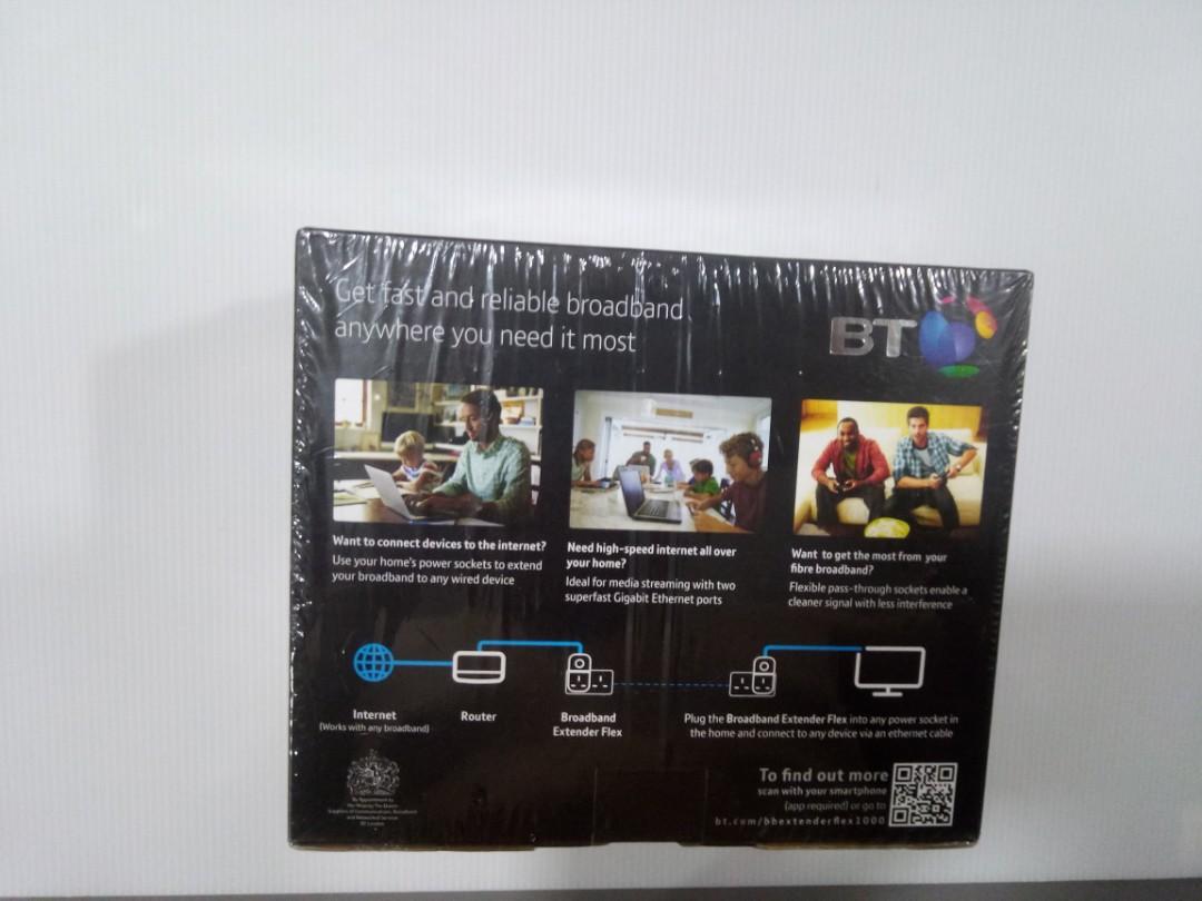 BT Broadband Extender Flex 1000 Kit with wired AV1000 Powerline and ...