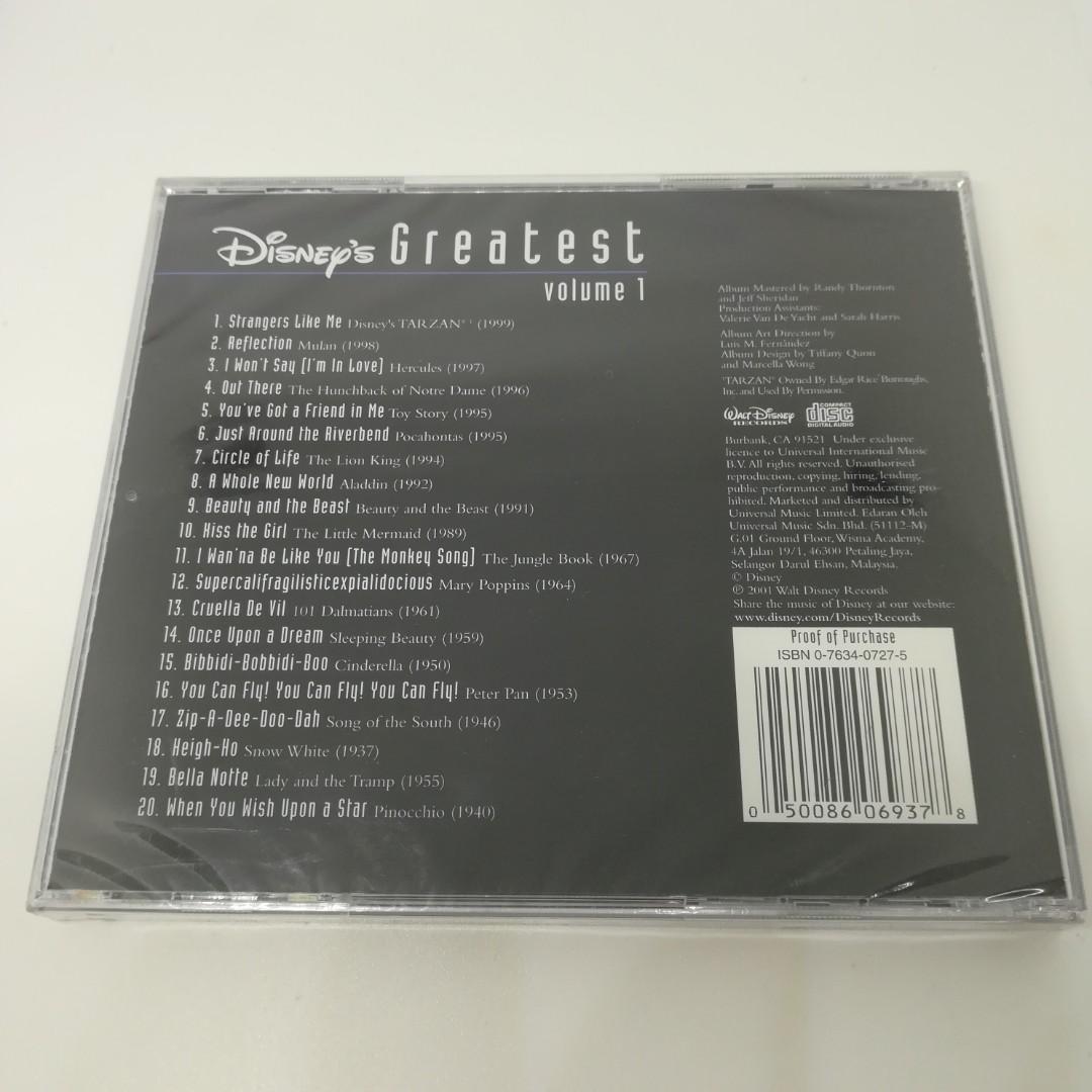 CD Disney Greatest Volume 1 Tarzan Mulan Hercules Lion King Pocahontas ...