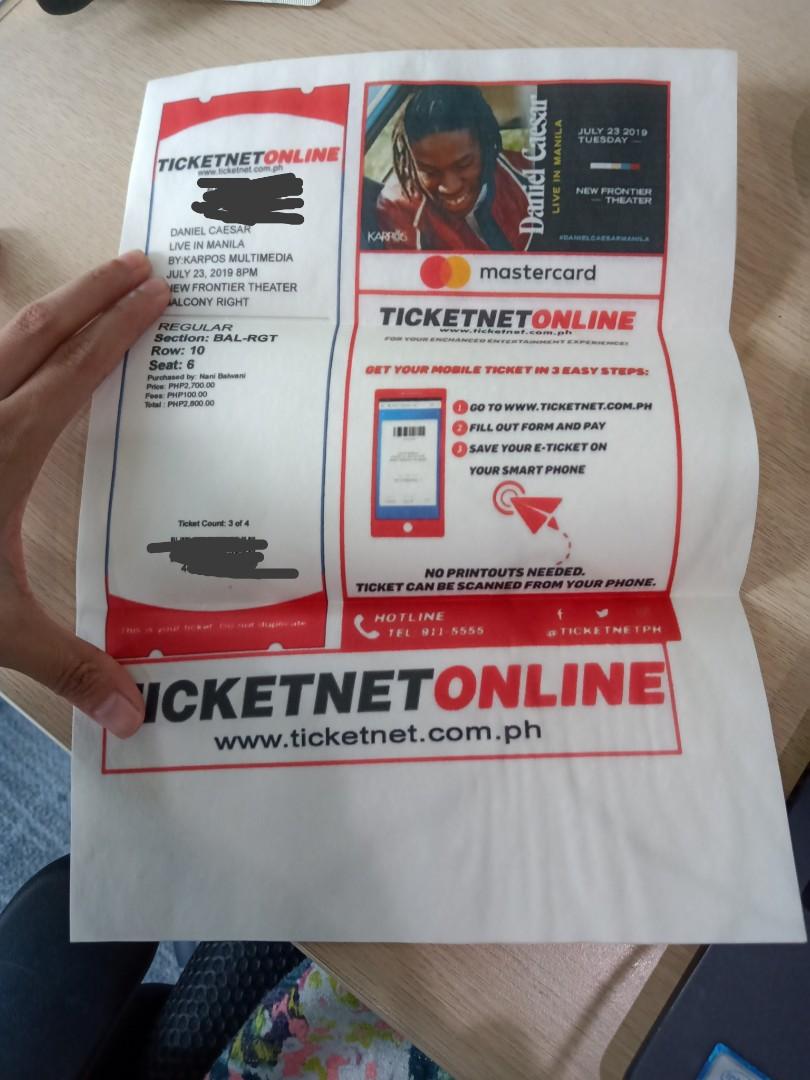 Daniel Caesar concert 2 balcony tickets, Tickets & Vouchers, Event ...