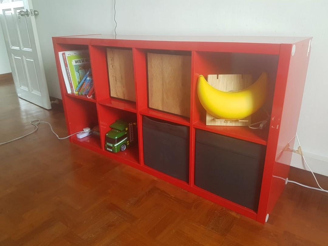 IKEA Kallax red bookcase, Furniture & Home Living, Furniture, Shelves ...