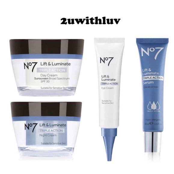 Instock Boots No7 Lift & Luminate Triple Action Day, Night, Eye Cream & Serum, Beauty & Personal ...