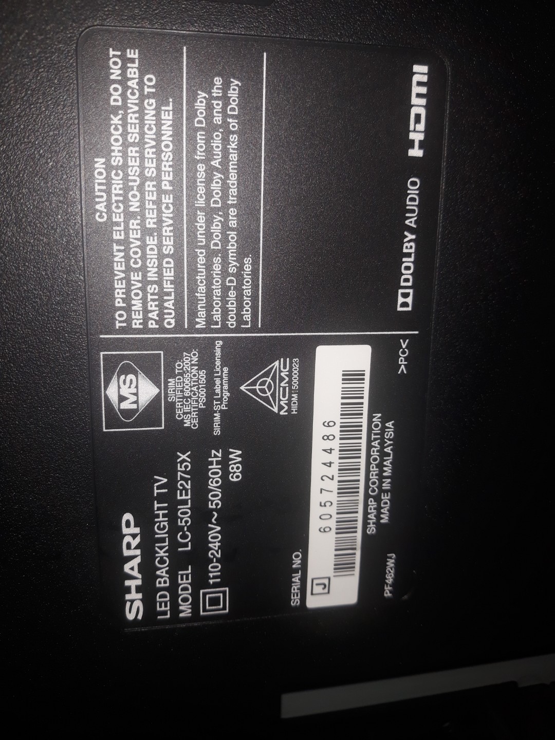 Mainboard Sharp LCD TV, TV & Home Appliances, TV & Entertainment, TV on ...