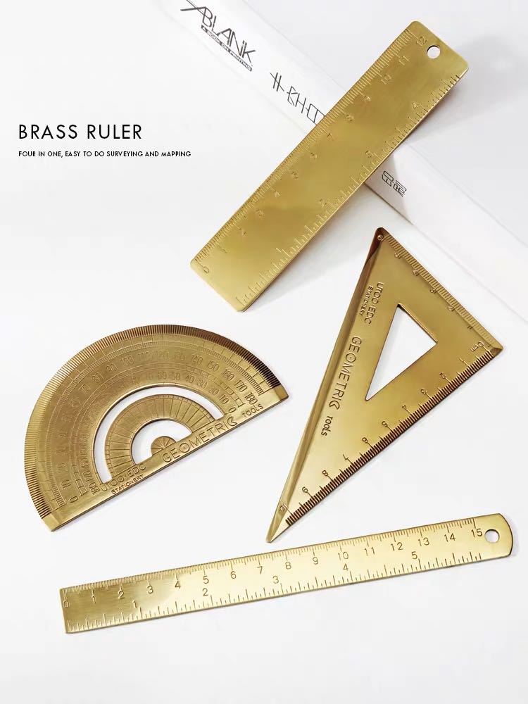 Metal stationery set ruler multi-function ruler triangle plate ...