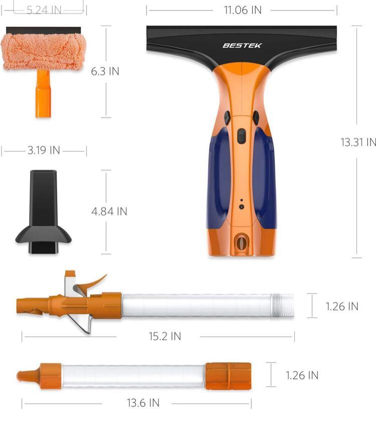 BESTEK Telescopic Window VAC, Cordless Window Cleaning Rechargeable ...