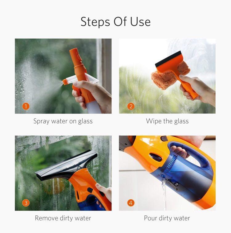 BESTEK Telescopic Window VAC, Cordless Window Cleaning Rechargeable ...