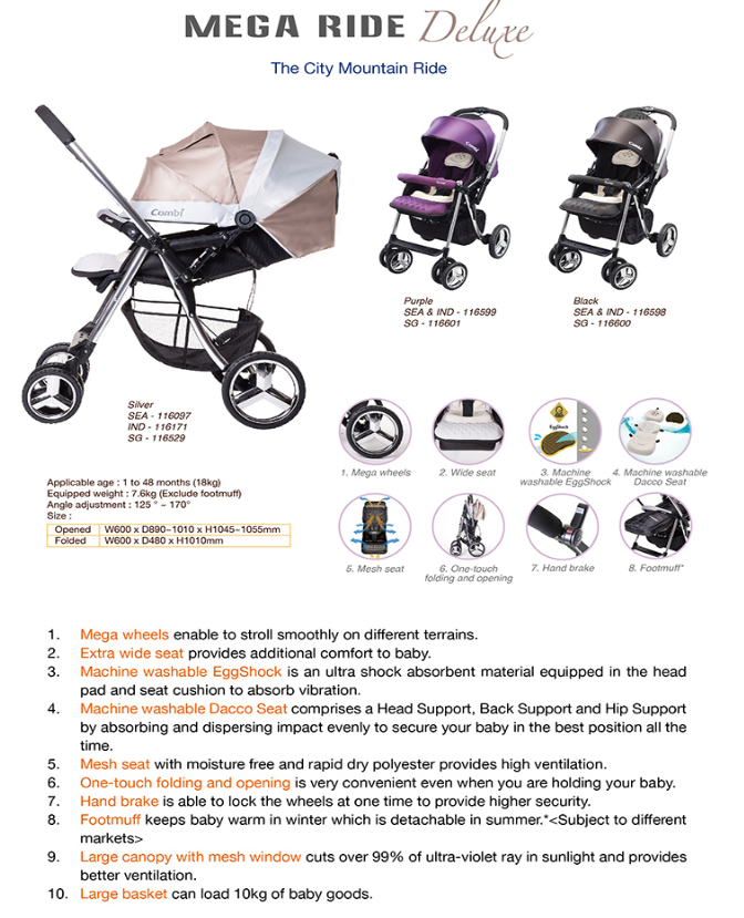 Combi Mega Ride Deluxe Stroller, Babies & Kids, Going Out, Strollers on ...