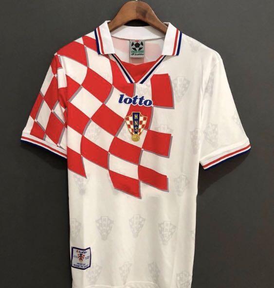 Croatia Retro Jersey Home Croatia Jersey 1998, Sports Equipment, Sports ...