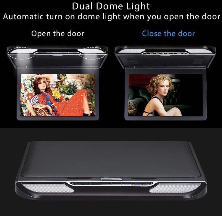 Flip Down TV for Car Overhead Monitor Roof Mount MP5 Video Player 13.3 ...