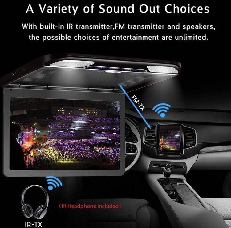 Flip Down TV for Car Overhead Monitor Roof Mount MP5 Video Player 13.3 ...