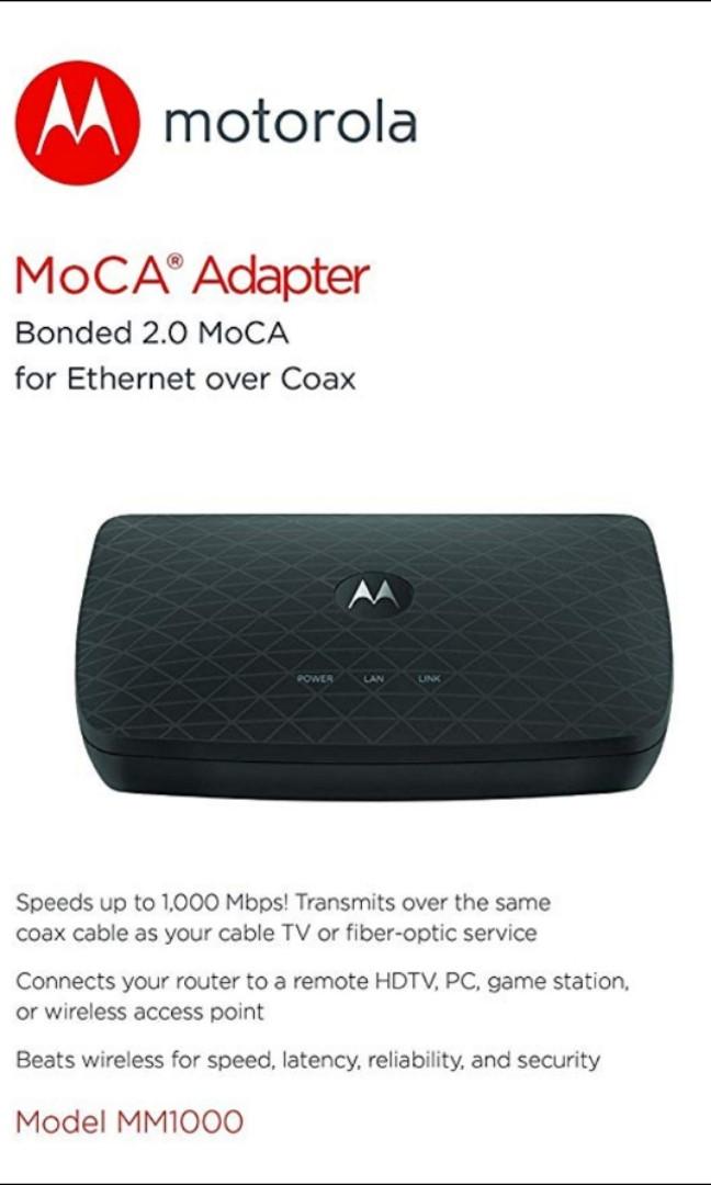 MOTOROLA MOCA Adapter (2 units) for Ethernet Over Coax, 1GBs Bonded 2.0 ...