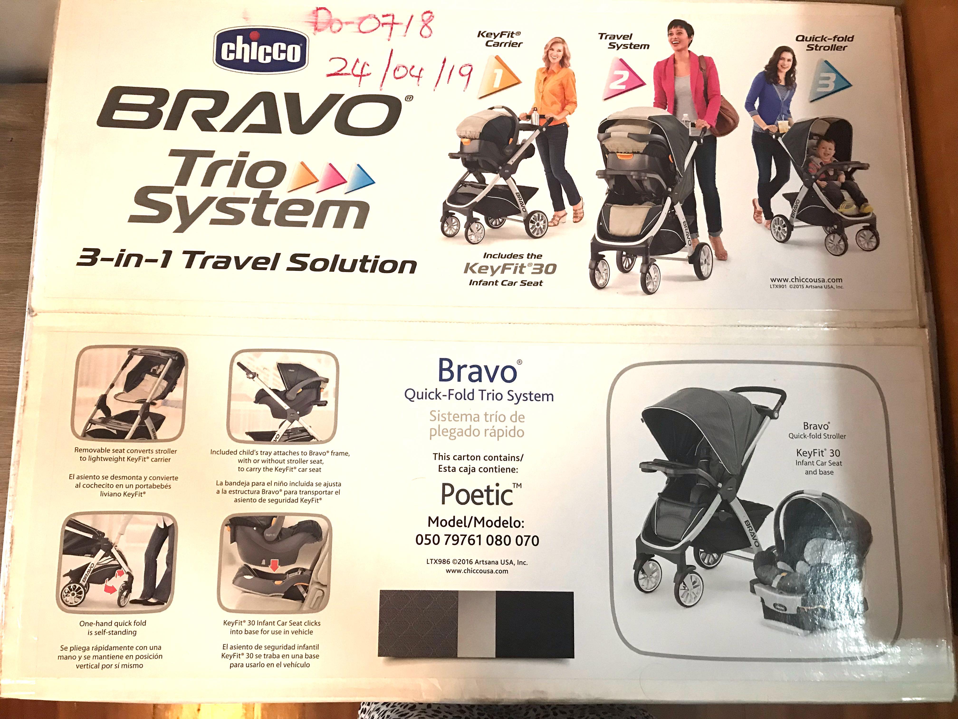 New Chicco Bravo Trio Travel System with Keyfit 30, Babies & Kids ...