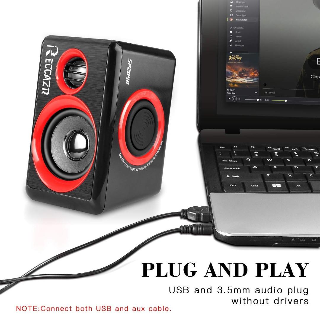 PC Computer Speakers, Reccazr SP2040 USB-Powered Multimedia Desktop ... PC Computer Speakers, Reccazr SP2040 USB-Powered Multimedia Desktop ...
