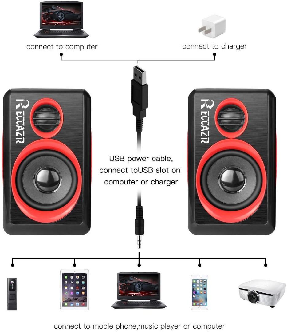 PC Computer Speakers, Reccazr SP2040 USB-Powered Multimedia Desktop ... PC Computer Speakers, Reccazr SP2040 USB-Powered Multimedia Desktop ...
