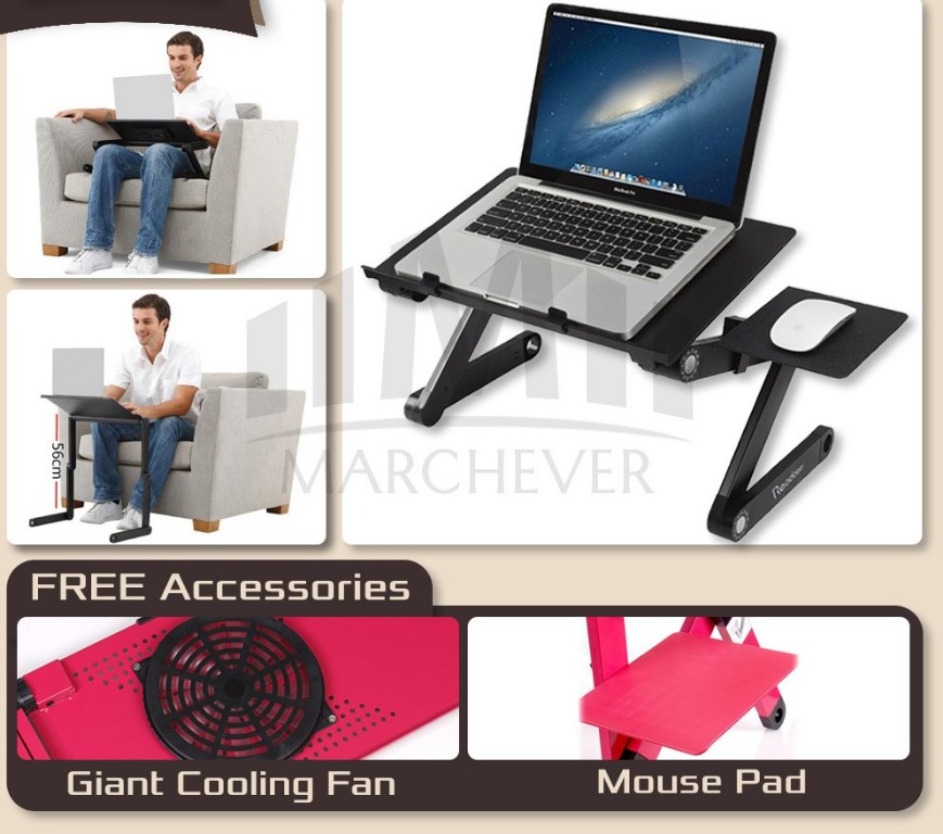 Adjustable Laptop Table Foldable Notebook Desk Cooling Pad, Furniture ...