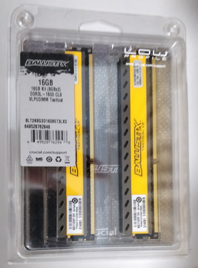 DDR3 RAM 16 GB (2 * 8) 1600 MHZ - UDIMM Low Profile, Computers & Tech ...