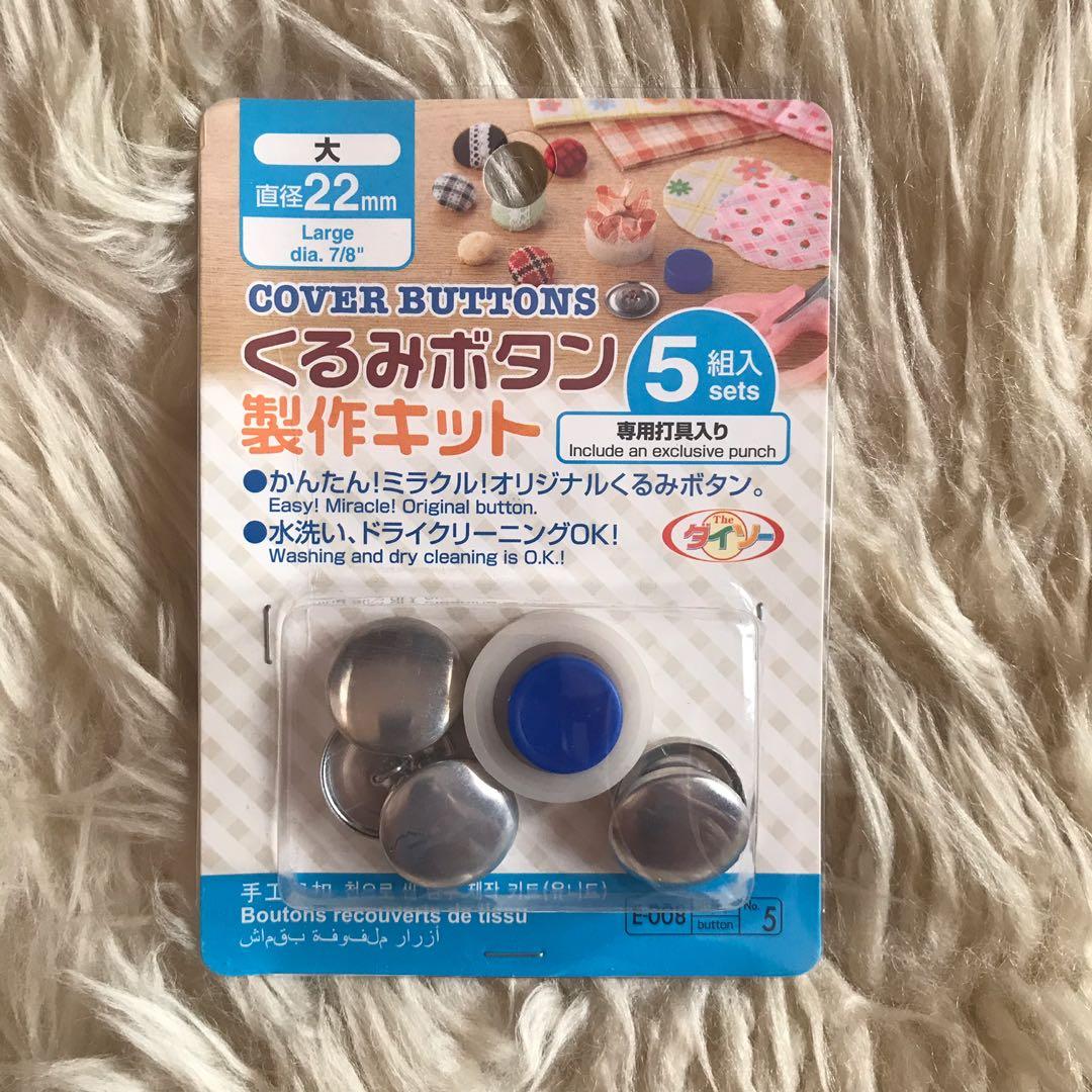 DIY Daiso Self-Cover Buttons Kit Large, Desain & Kerajinan Tangan, Alat ...