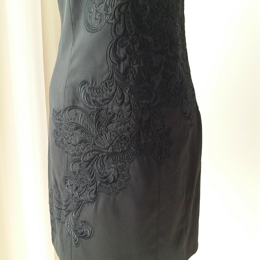 Embossed Floral Satin Dress with Sheer Mesh Sleeves, Women's Fashion ...