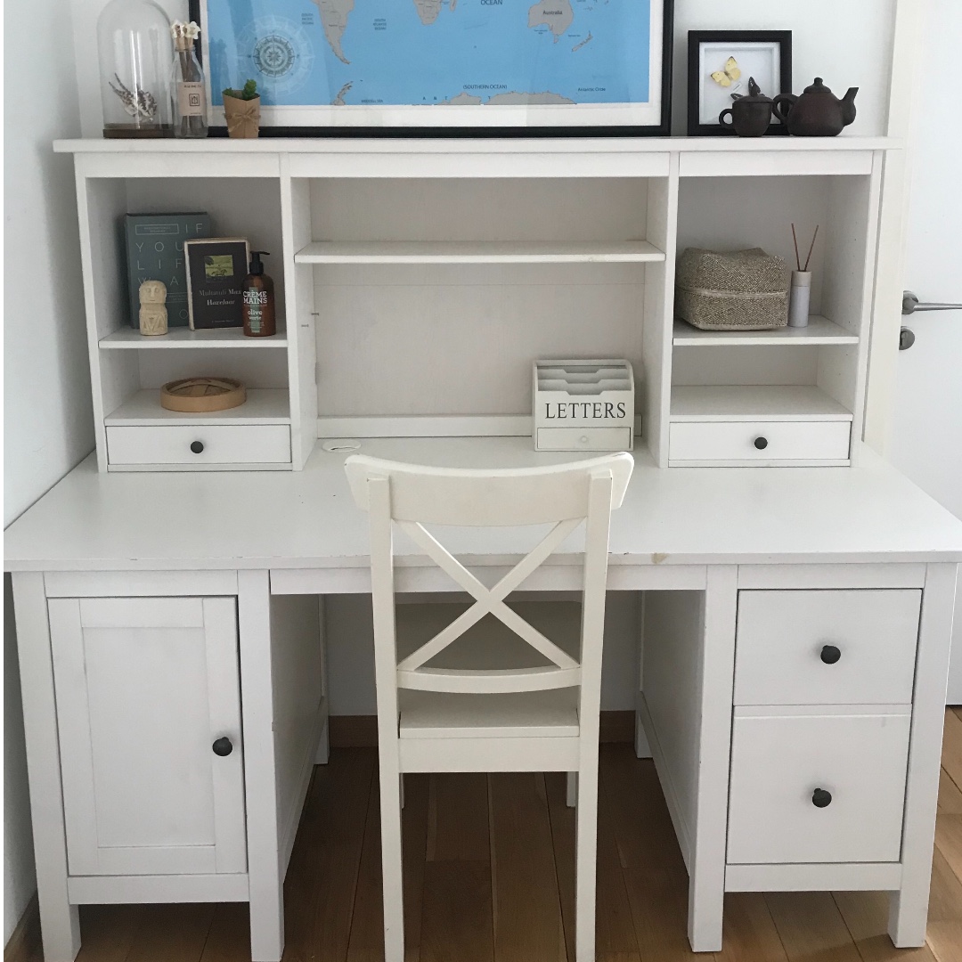 HEMNES desk (&add on unit), Furniture & Home Living, Furniture, Tables ...