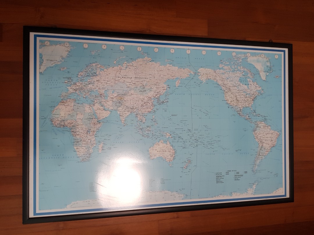 Wall-mounted World Map (122 x 78cm), Hobbies & Toys, Stationery & Craft ...