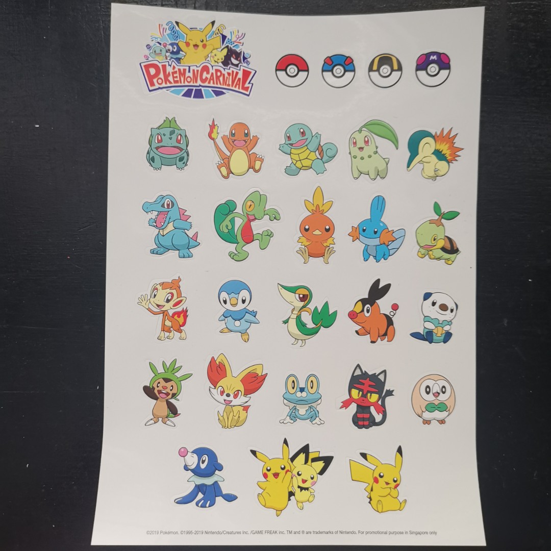 BN 2019 Pokemon Carnival Starter Pokemon Stickers (Set of 3), Hobbies ...