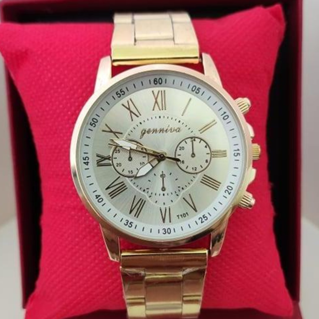 Geneva Stainless Steel Watch (Gold), Women's Fashion, Watches ...