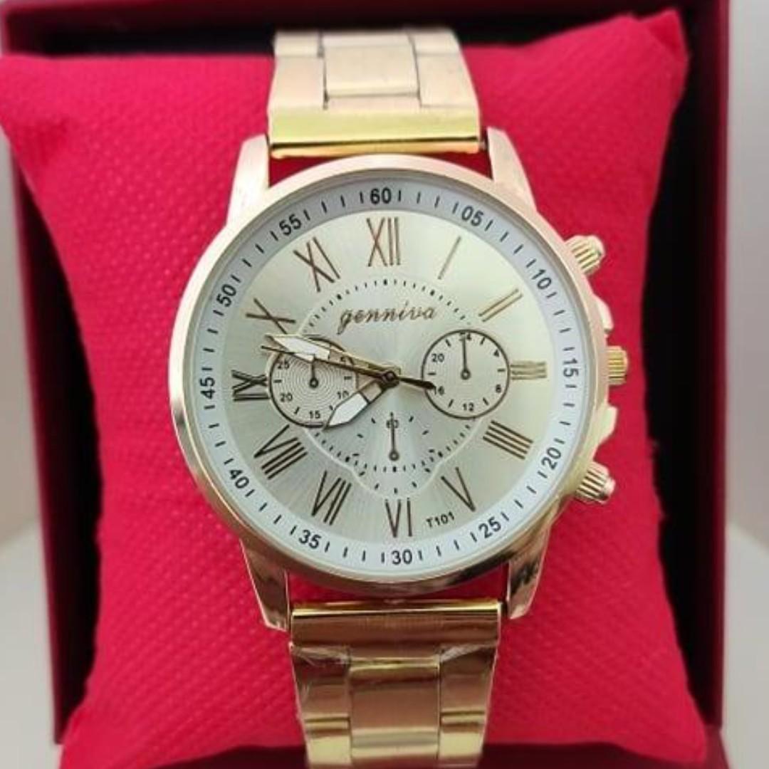 Geneva Stainless Steel Watch (Gold), Women's Fashion, Watches ...