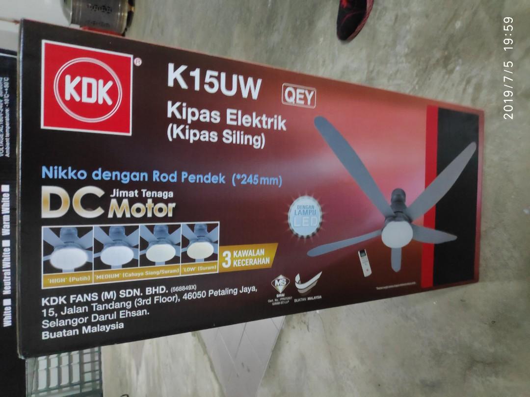 KDK K15UW DC Ceiling Fan with Led Light, Furniture & Home Living ...
