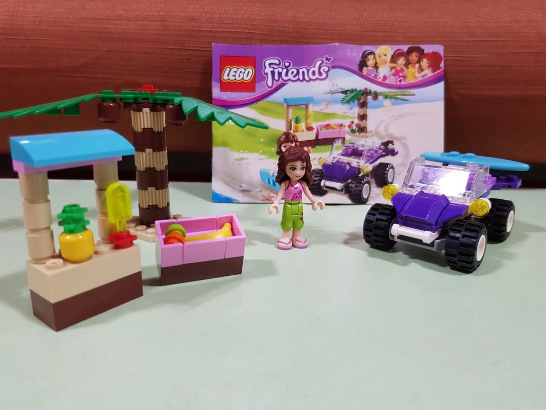 Lego Friends beach girl with surfboard and small car, fruit stand plus ...