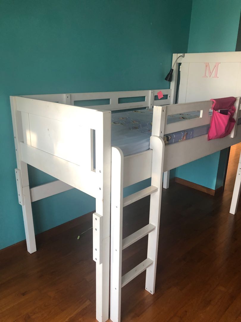 Mid loft bed in solid wood, Furniture & Home Living, Furniture, Bed ...