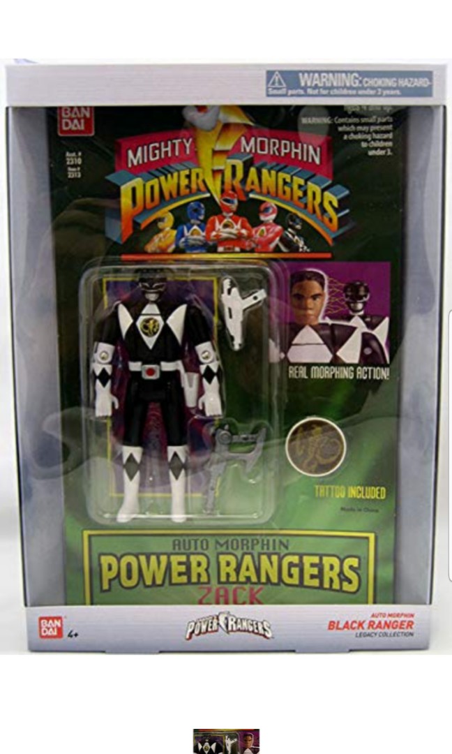 Power Rangers Auto Mighty Morphin Tommy Action Figure Zack Black Ranger ...