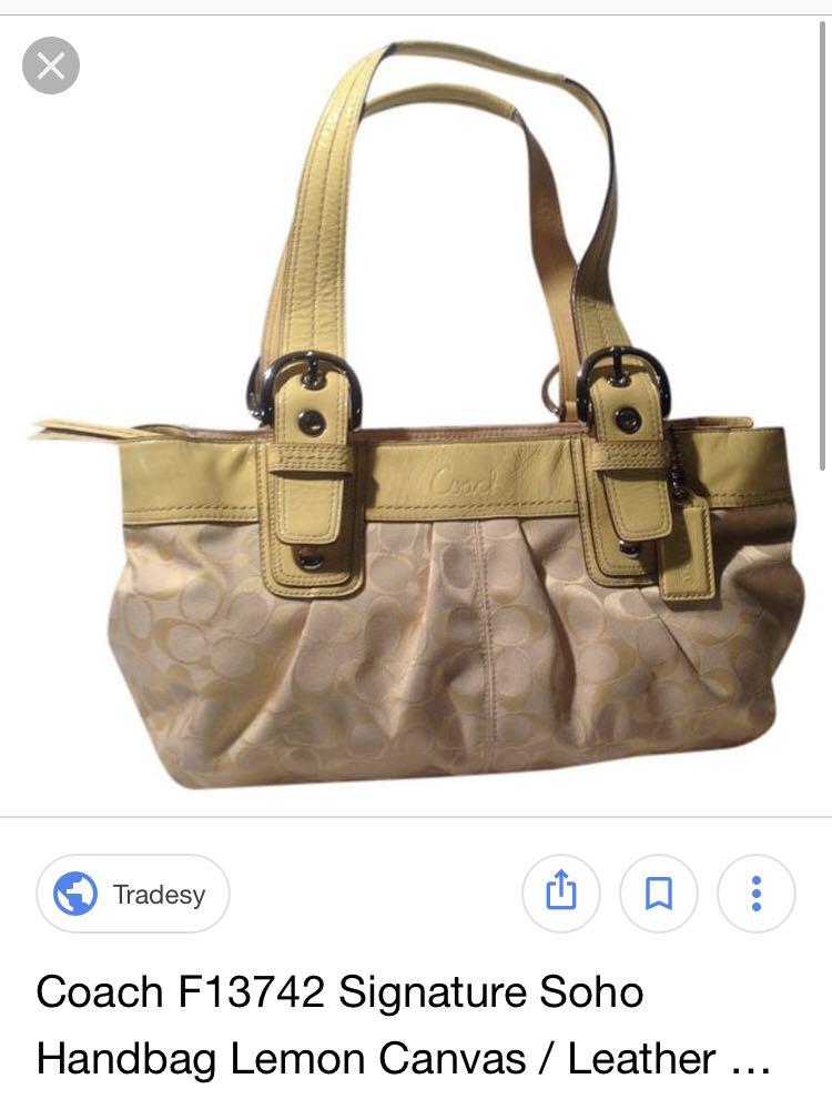 Coach yellow F13742 shoulder bag, Luxury, Bags & Wallets on Carousell